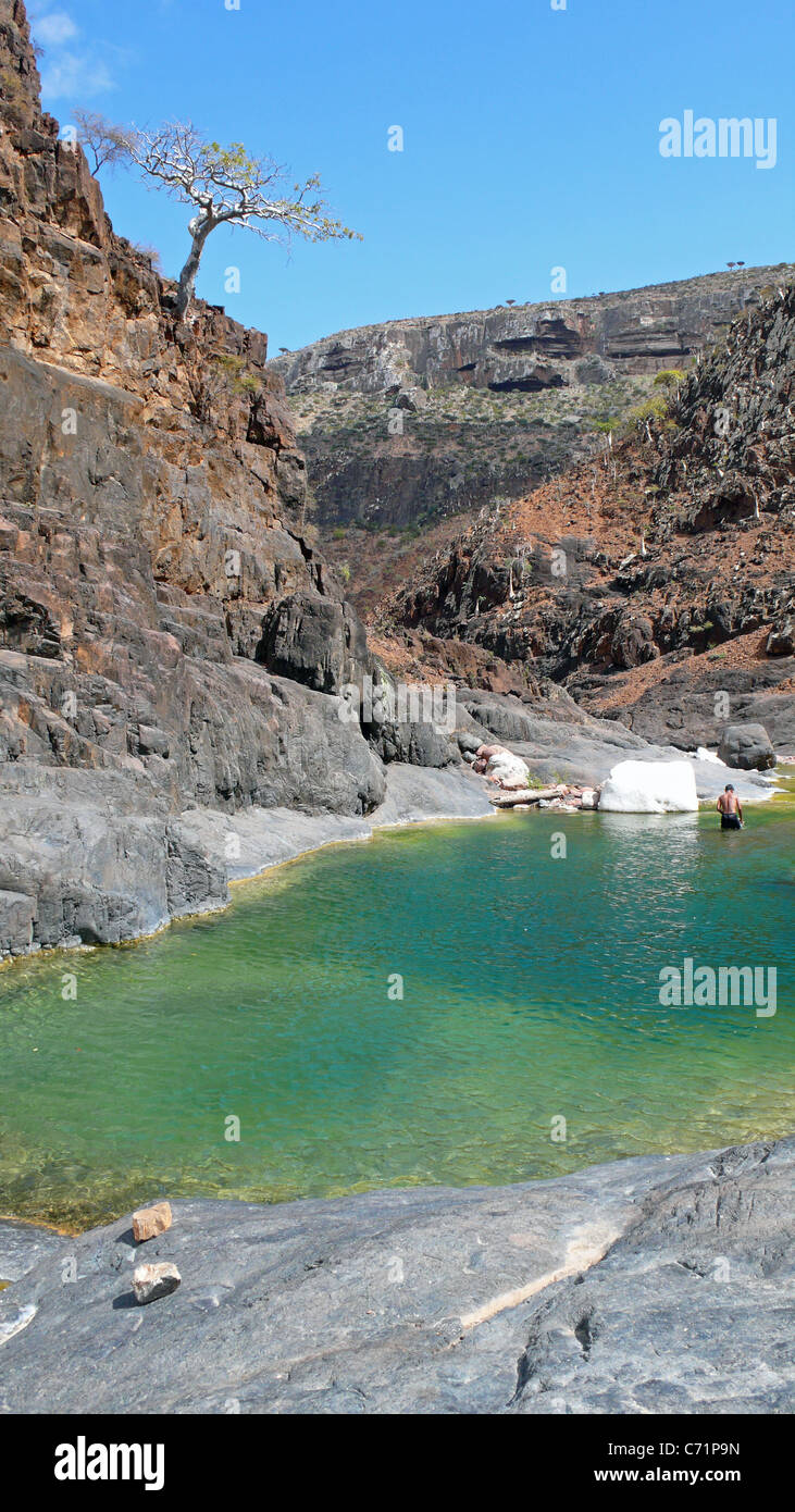 Natural water hole near Wadi Daerhu on Socotra island, Yemen Stock ...