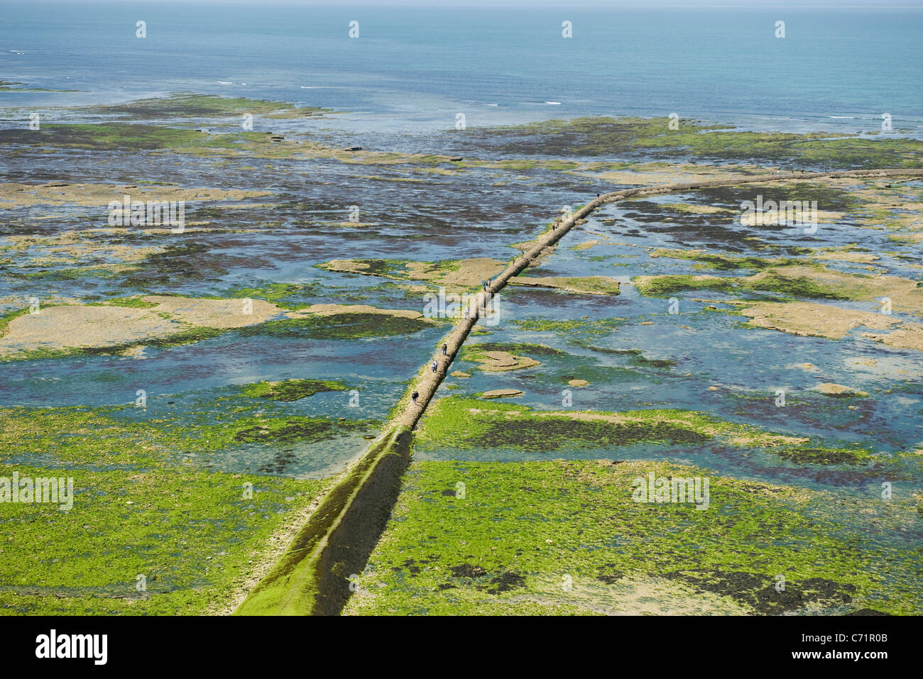 Aerial view of breakwater, Ile de RŽ, Charente-Maritime, France Stock ...