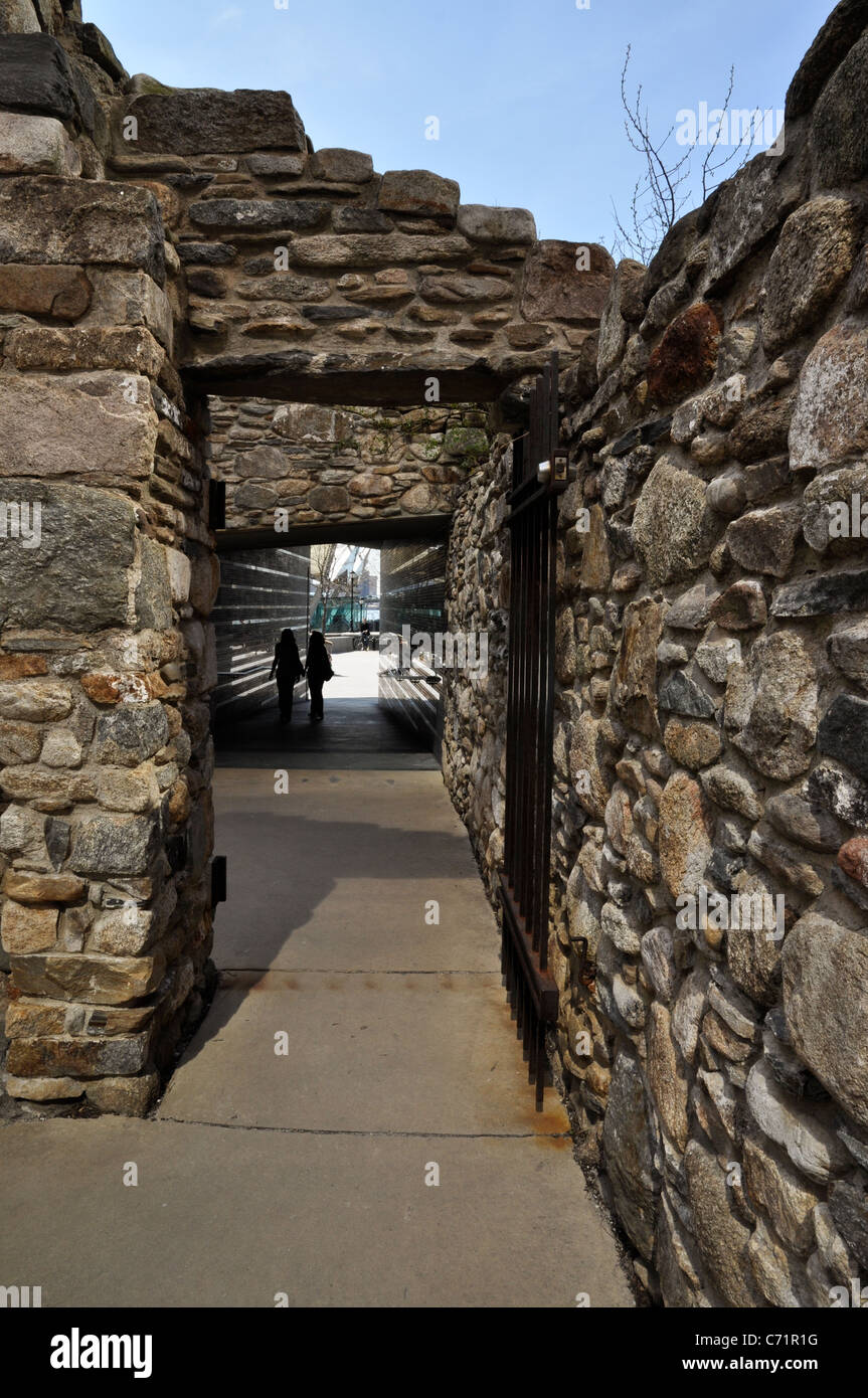 partial view of Irish Hunger Memorial New York City showing old stone ...