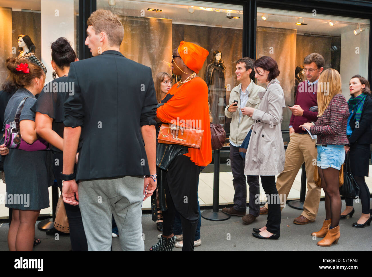 Paris, France, french crowd diverse Waiting on line to go into ...