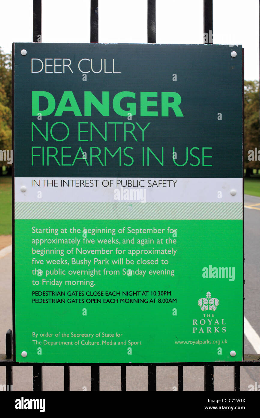 Deer Cull information signs at Bushy Park Hampton Surrey England UK ...