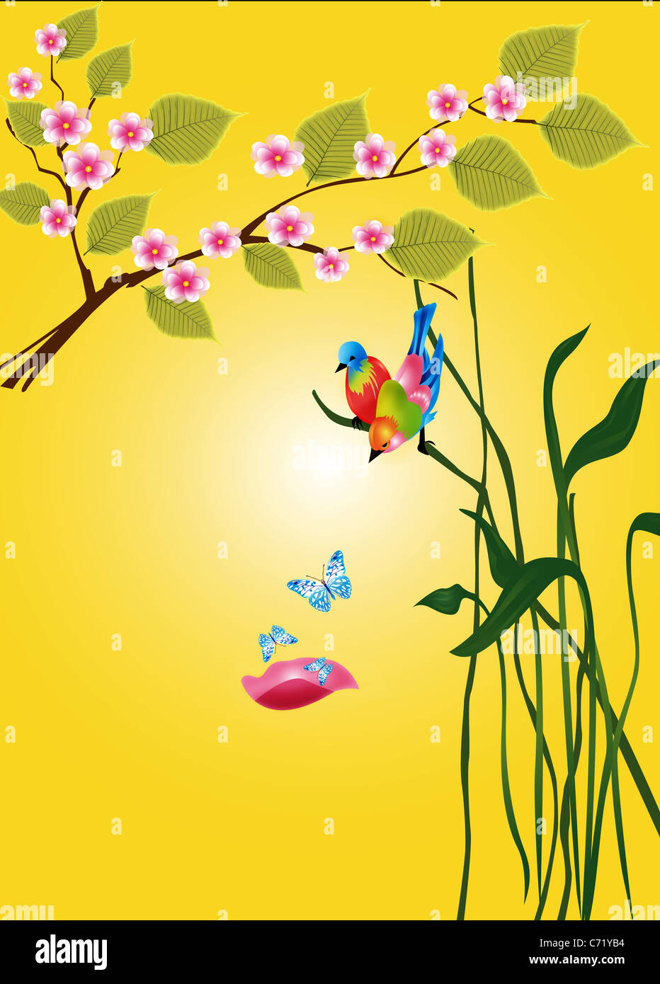 Illustration of a spring background Stock Photo - Alamy