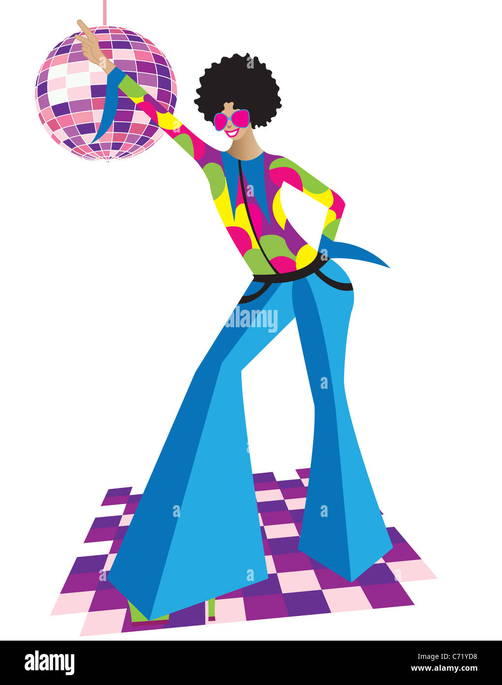 Illustration of disco retro dancers Stock Photo - Alamy
