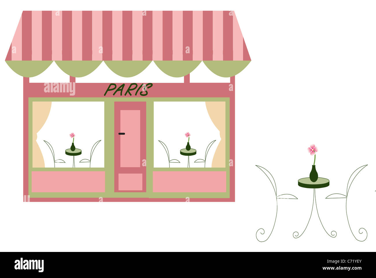 Illustration of a parisian cafe Stock Photo - Alamy