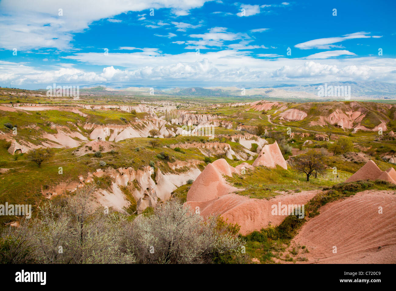 Panoramic spring landscape at Fairy Chimneys of Cappadocia, Turkey ...