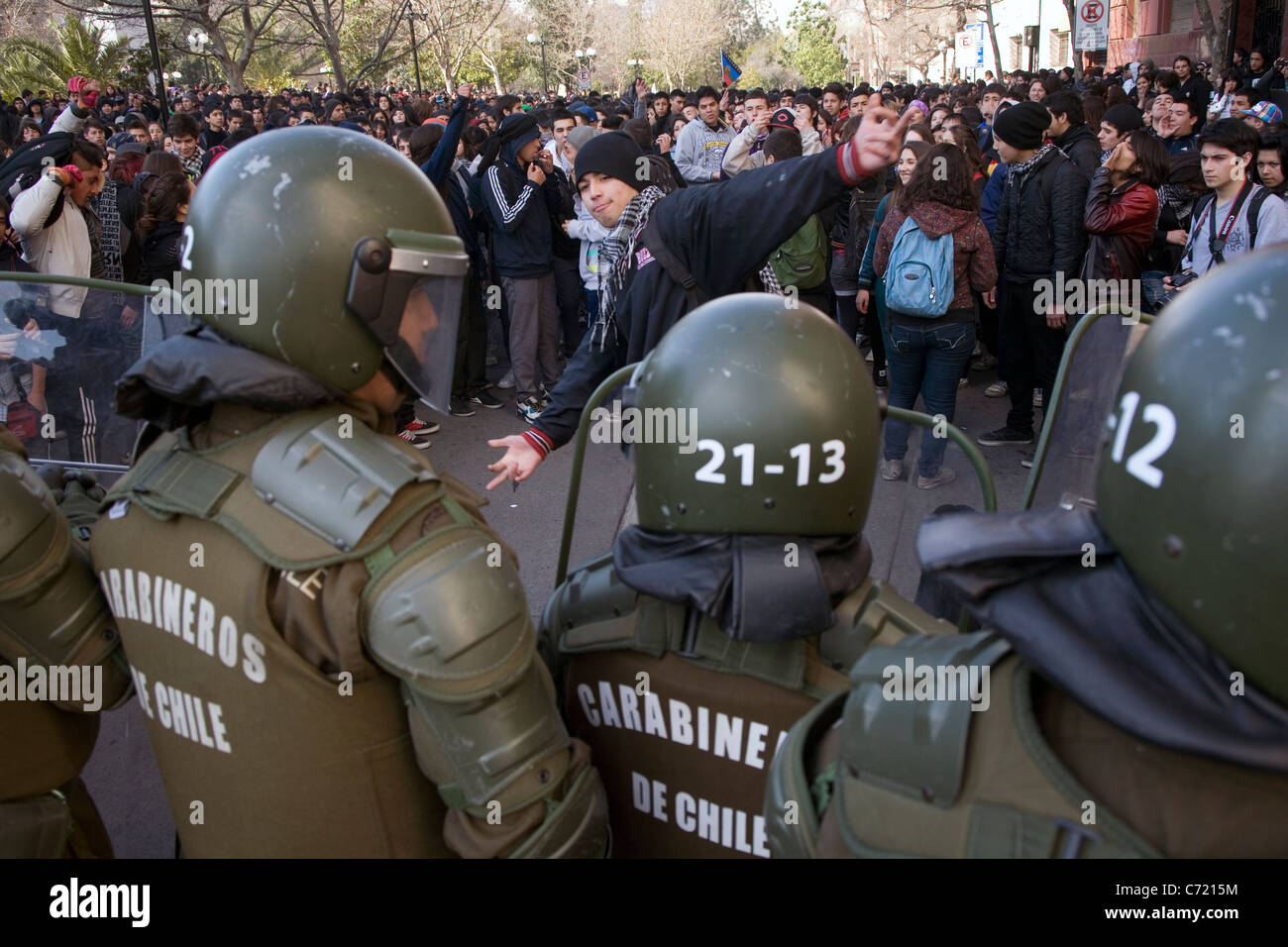 Boy in front riot police hi-res stock photography and images - Alamy