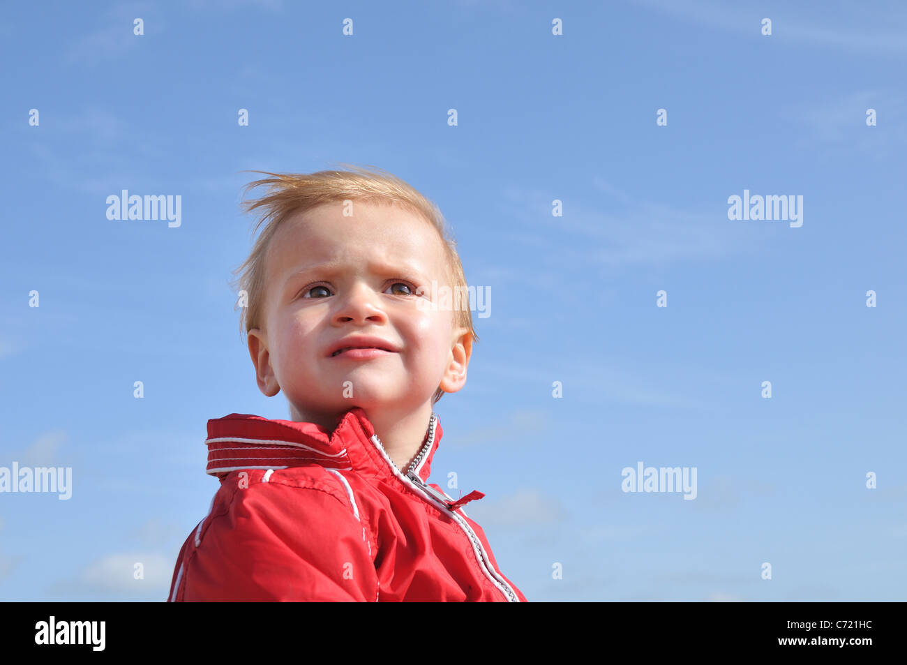 A portrait of a little boy looking into a distance Stock Photo - Alamy