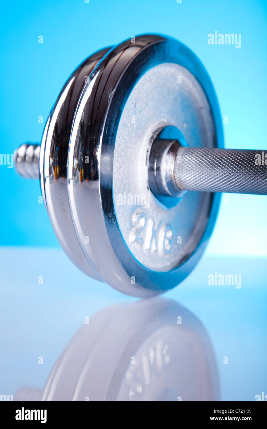 Measuring of dumbbell Stock Photo - Alamy