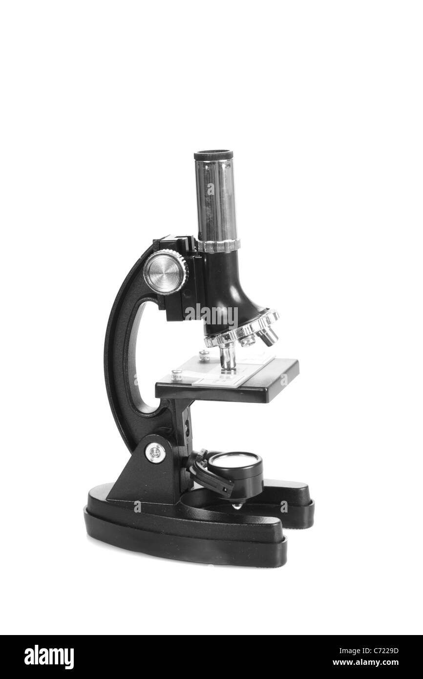 Microscope over white Black and White Stock Photos & Images - Alamy