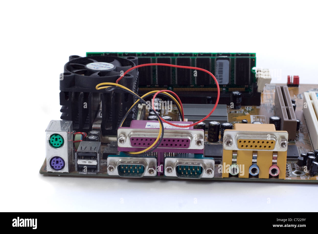 Motherboard of the computer, cables, bones of memory Stock Photo - Alamy