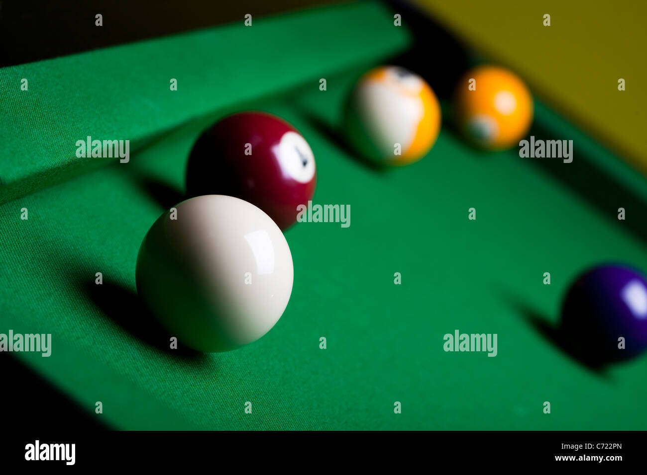 Billiard table and balls Stock Photo - Alamy