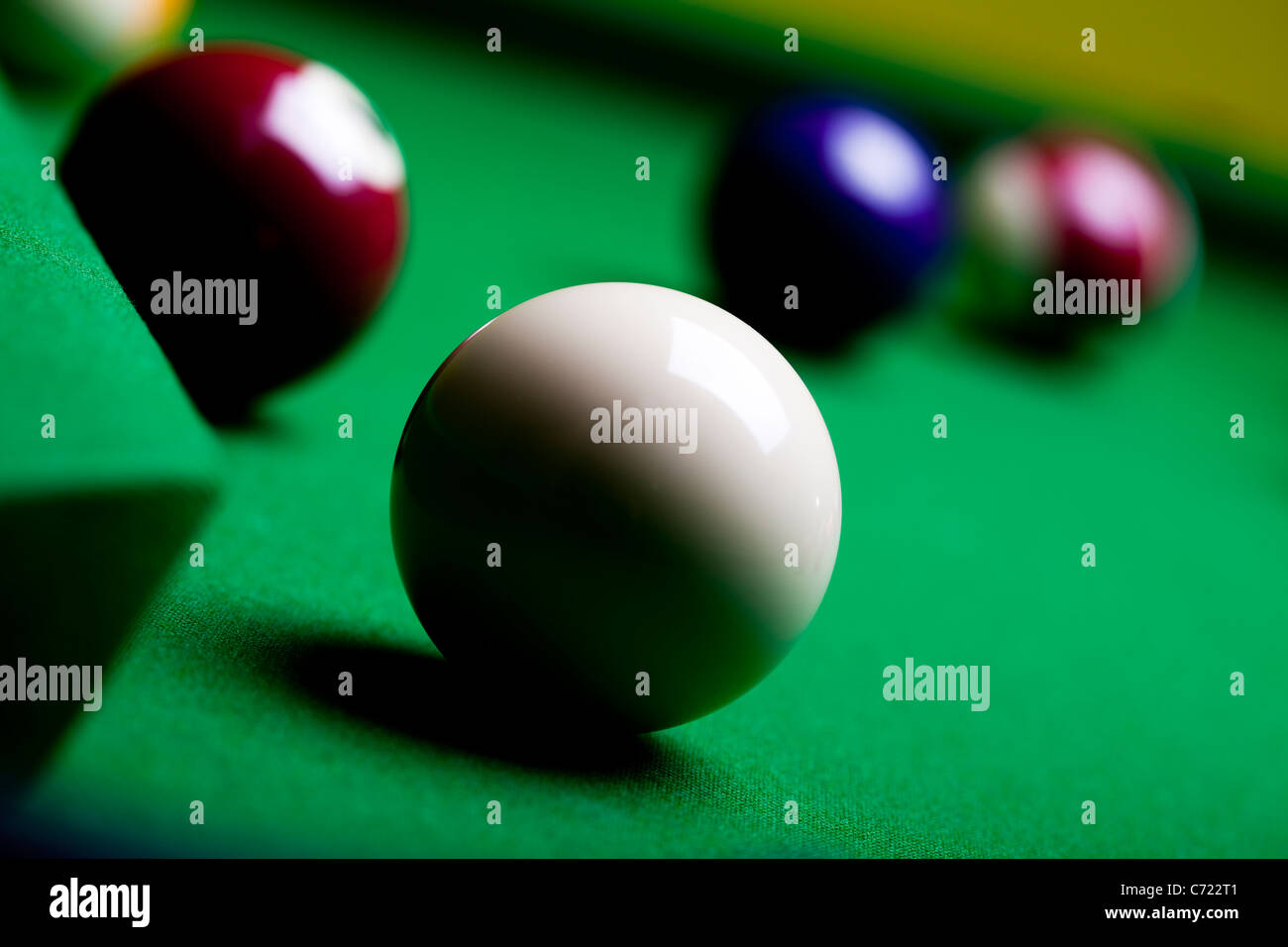 Billiard table and balls Stock Photo - Alamy