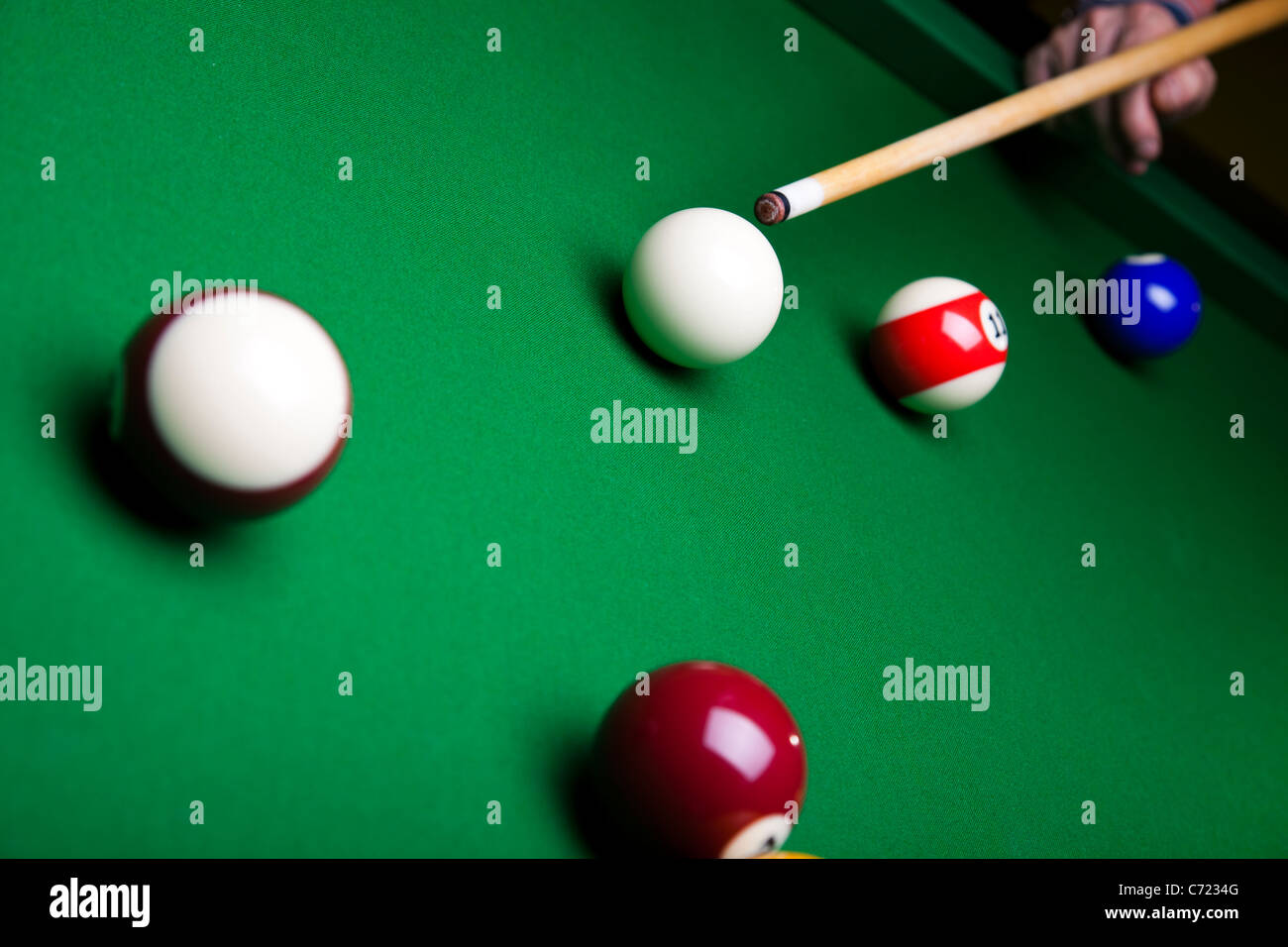 Billiard table and balls Stock Photo - Alamy