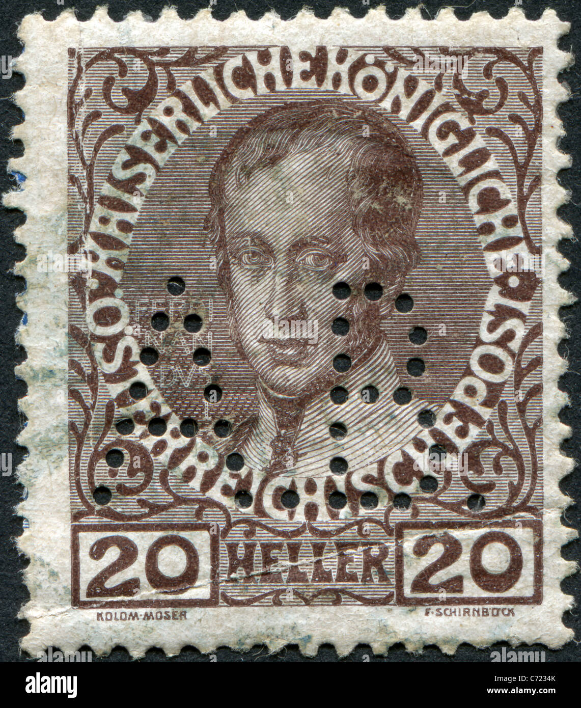 AUSTRIA - 1908: A stamp printed in Austria, is shown Ferdinand I of ...