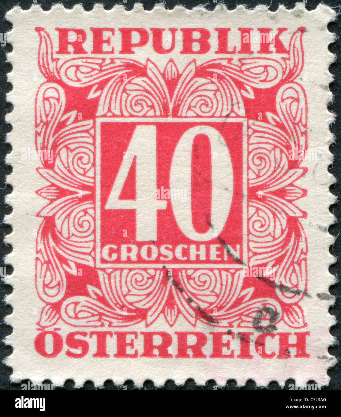 AUSTRIA - 1949: A stamp printed in Austria, shows the numbers, face ...
