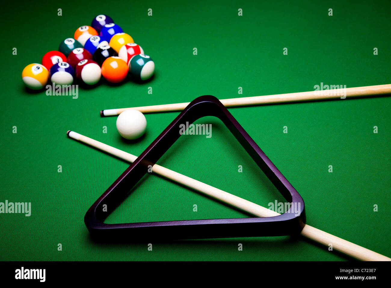 Billiard table and balls Stock Photo - Alamy
