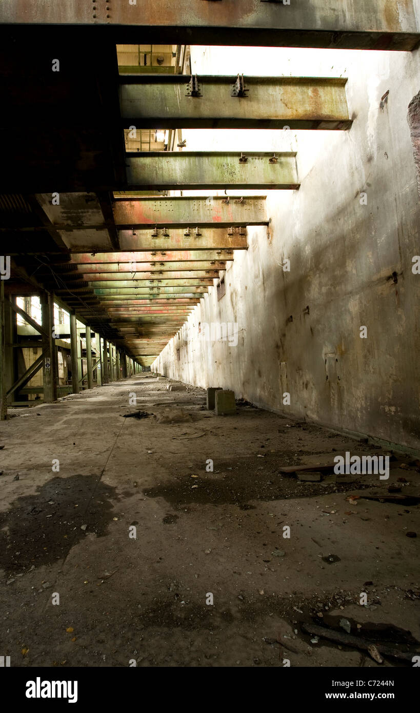derelict interior of dilapidated warehouse Stock Photo - Alamy
