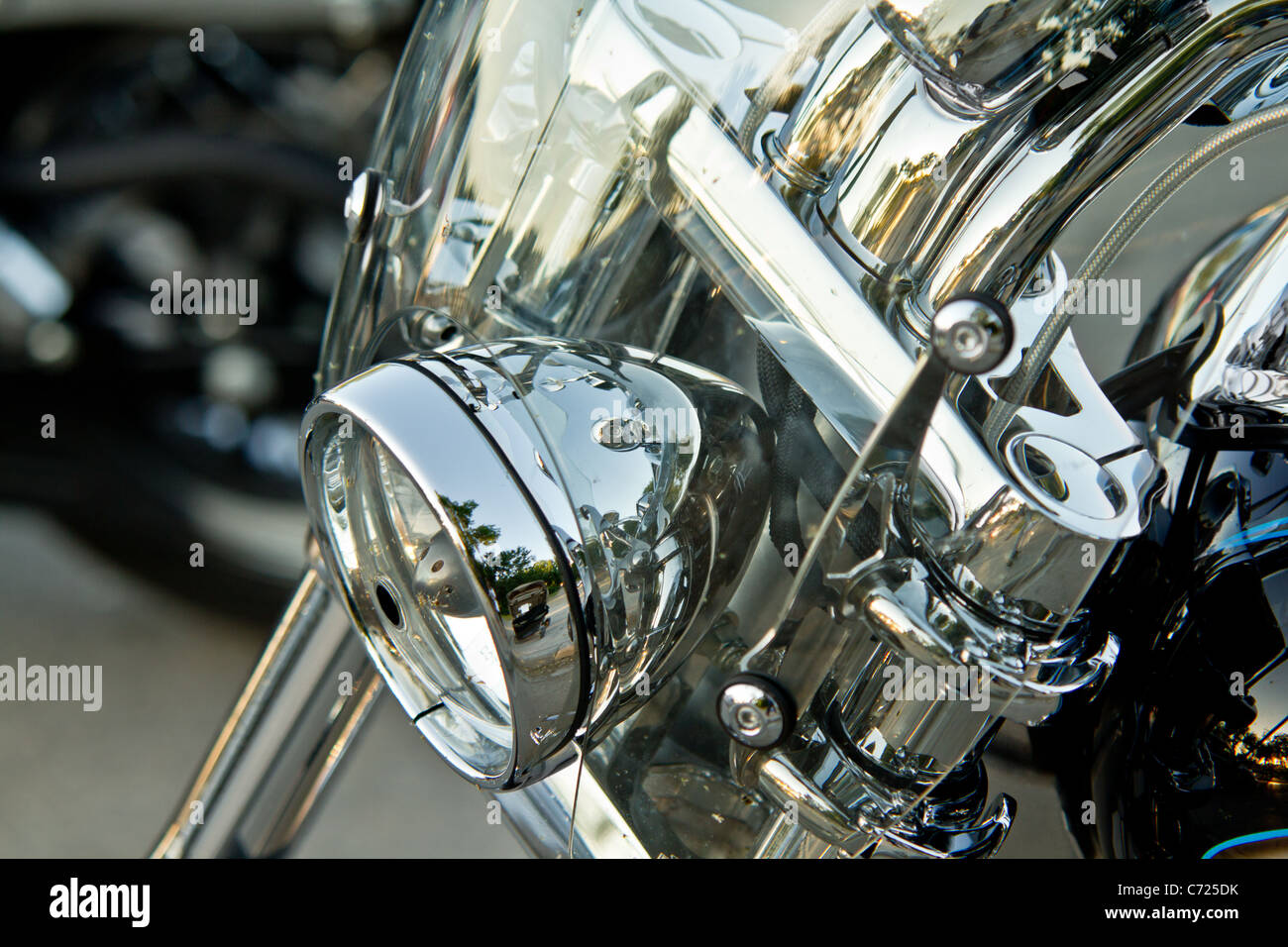 Headlights of a shiny motorcycle Stock Photo - Alamy
