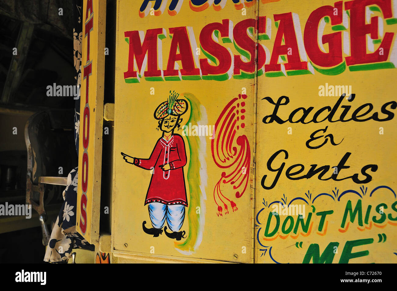 Sign board of the massage parlor Stock Photo - Alamy