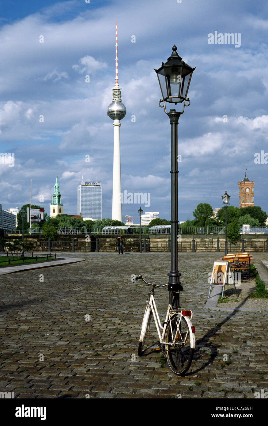 Skyline of the former East Berlin. Open view of the space where the ...
