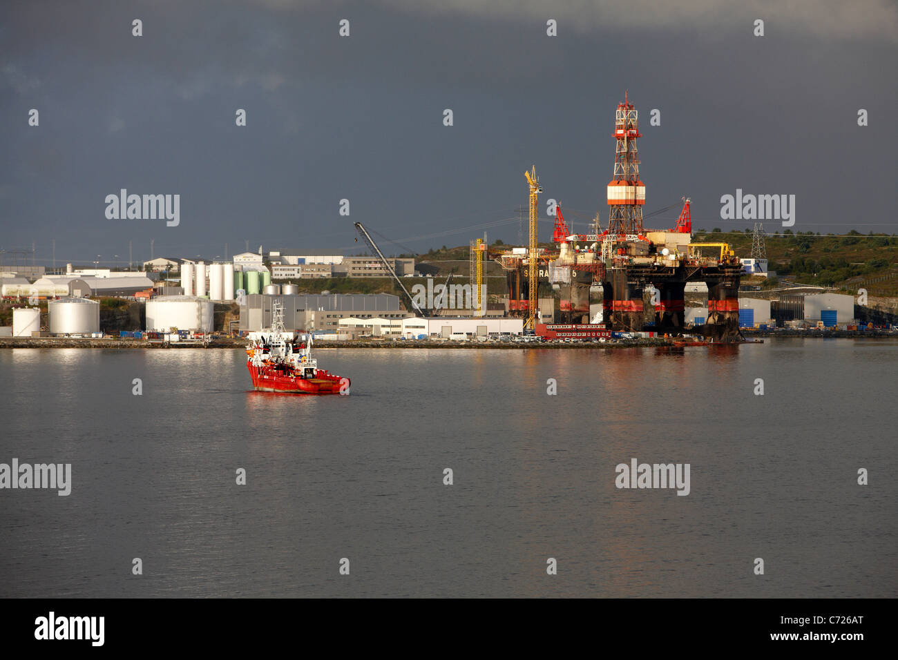 Saipem drilling rig Scarabeo 5, in port near to Bergen, Norway with ...