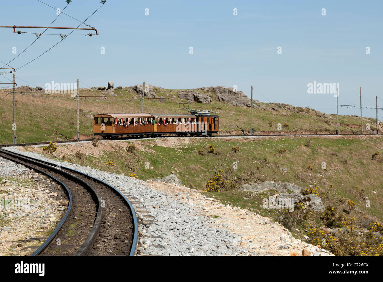 The tourist rack railway train of the Rhune (France). Le train ...