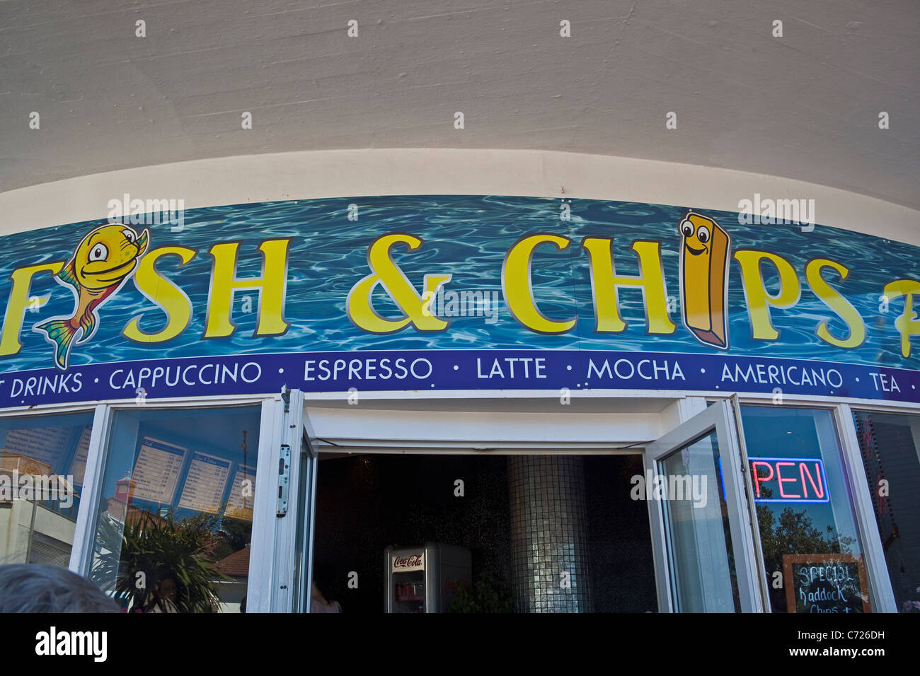 Clacton-on-Sea, Essex. Fish and chips on the pier. September 2011 Stock ...