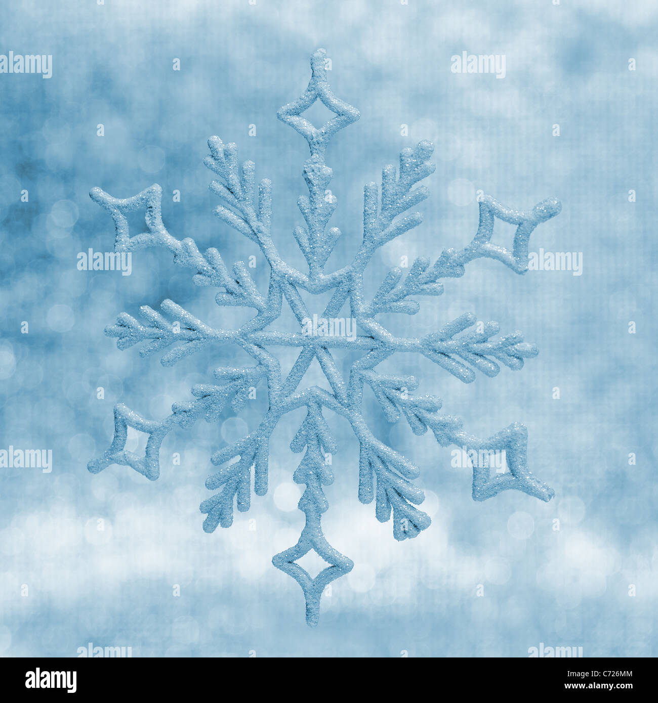 Snowflake big close up. Bokeh a background. Toning is blue Stock Photo ...