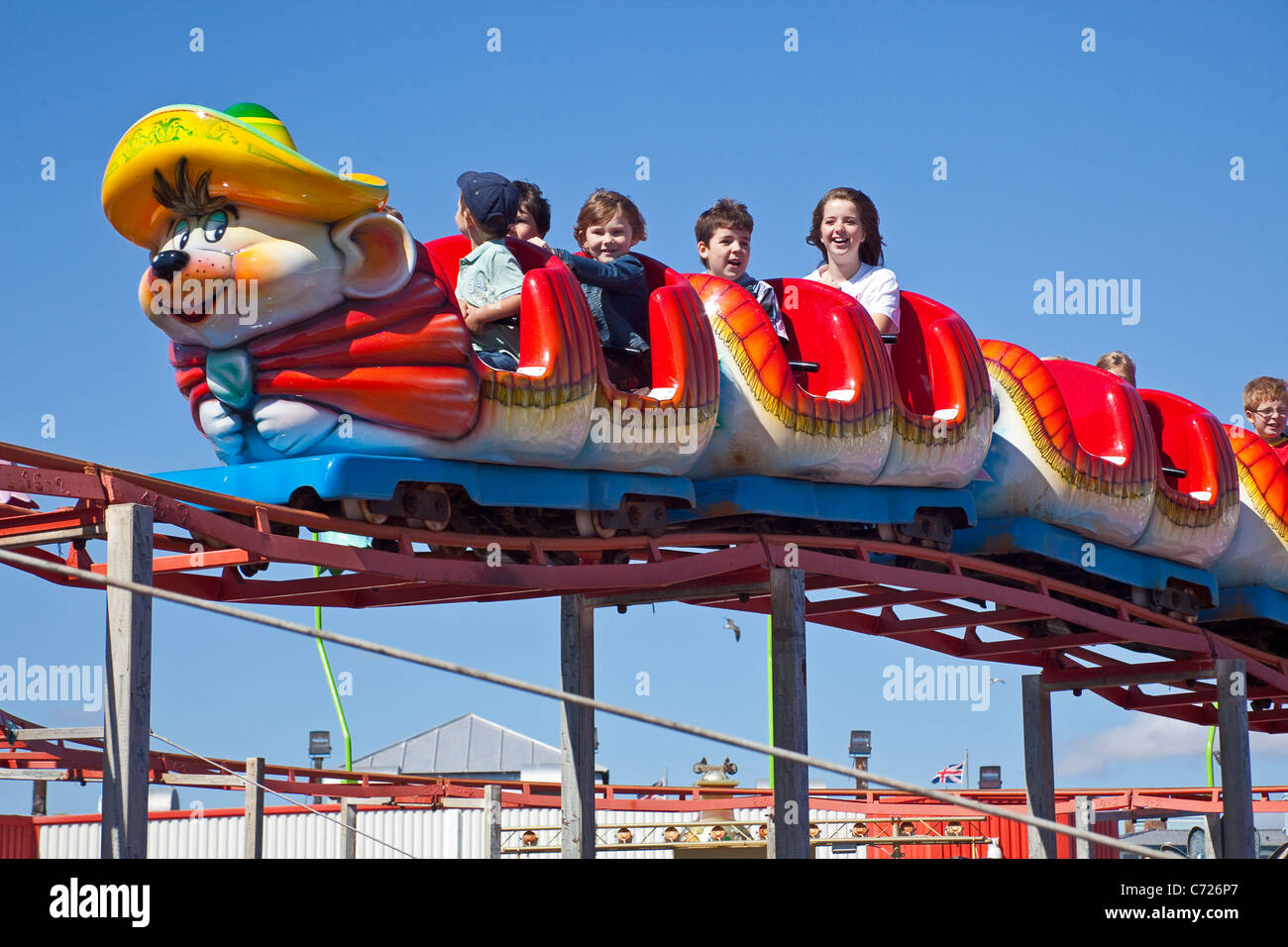 Clacton-on-Sea, Essex. The Caterpillar ride on the pier September 2011 ...
