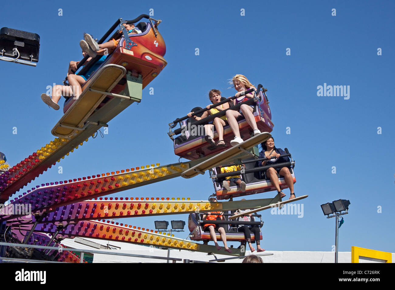Clacton-on-Sea, Essex. A fairground ride on the pier September 2011 ...