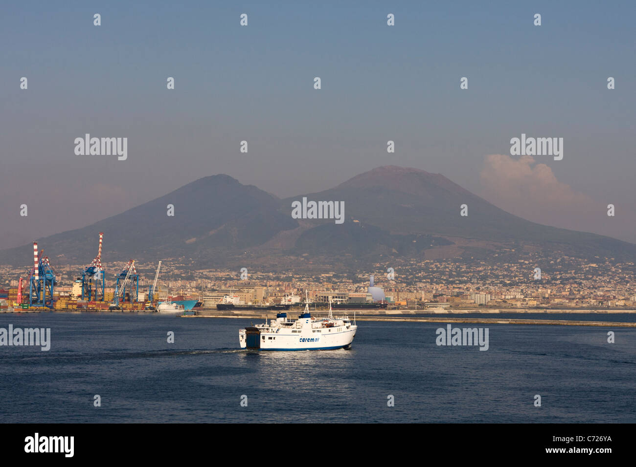 The volcano Vesuvius viewed from Naples Harbour Stock Photo - Alamy