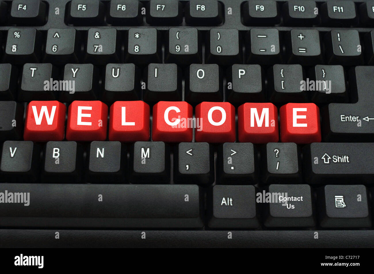 word welcome on red keyboard key Stock Photo - Alamy