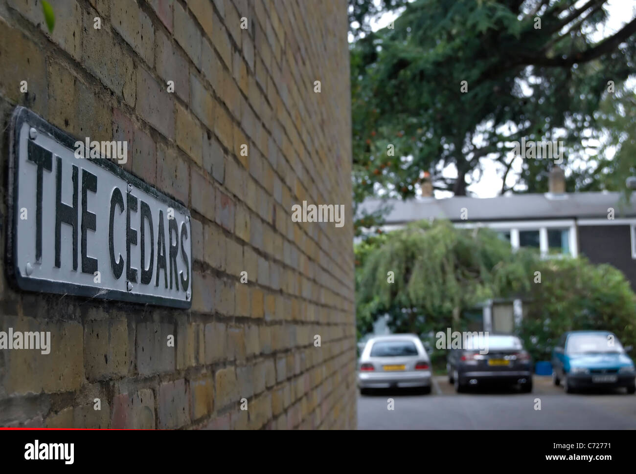 street name plate for the cedars, a 1950s development by the span ...