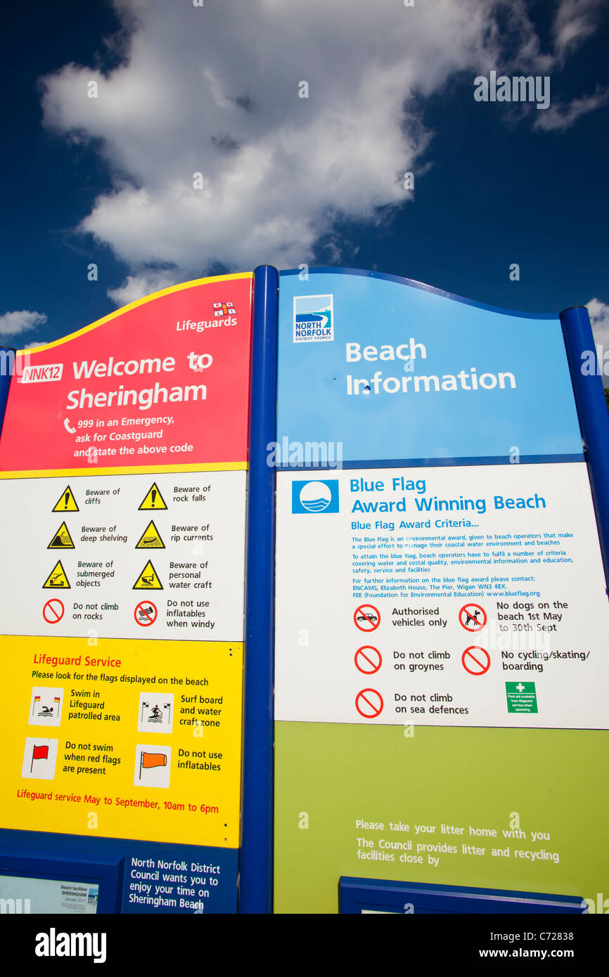 A beach information board in Sheringham, Norfolk, UK Stock Photo - Alamy