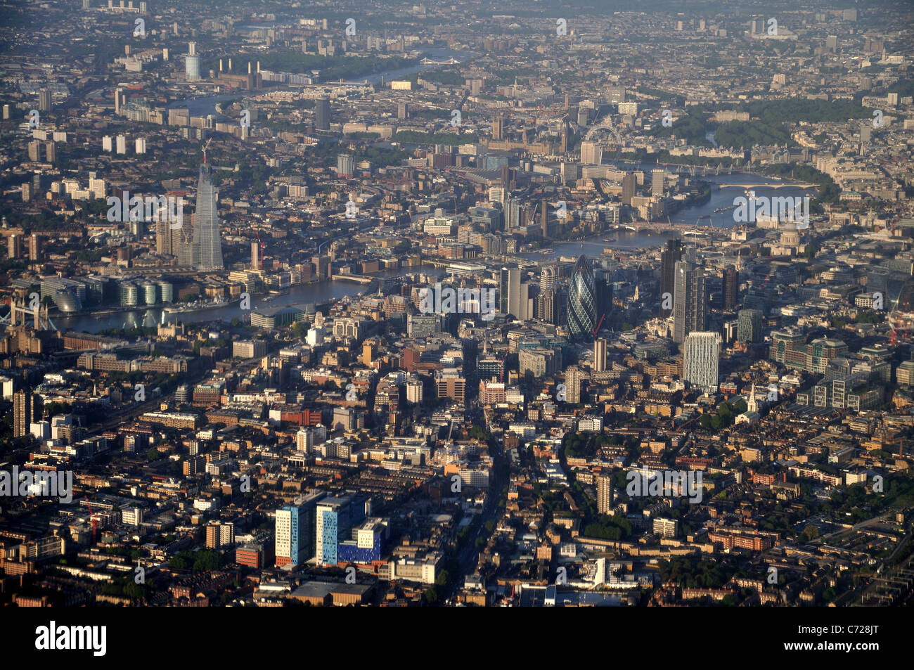 Aerial view of City of London and West End, Urban, England, capital ...