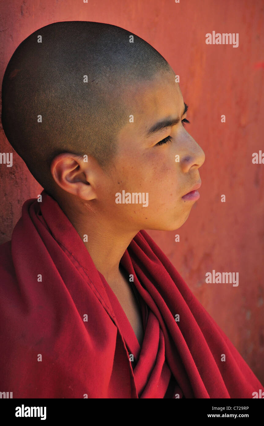 Young monk at Phyan monastery Stock Photo - Alamy