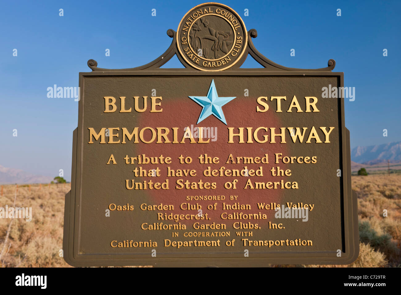 Blue Star Memorial Highway tribute to armed forces at Manzanar War ...