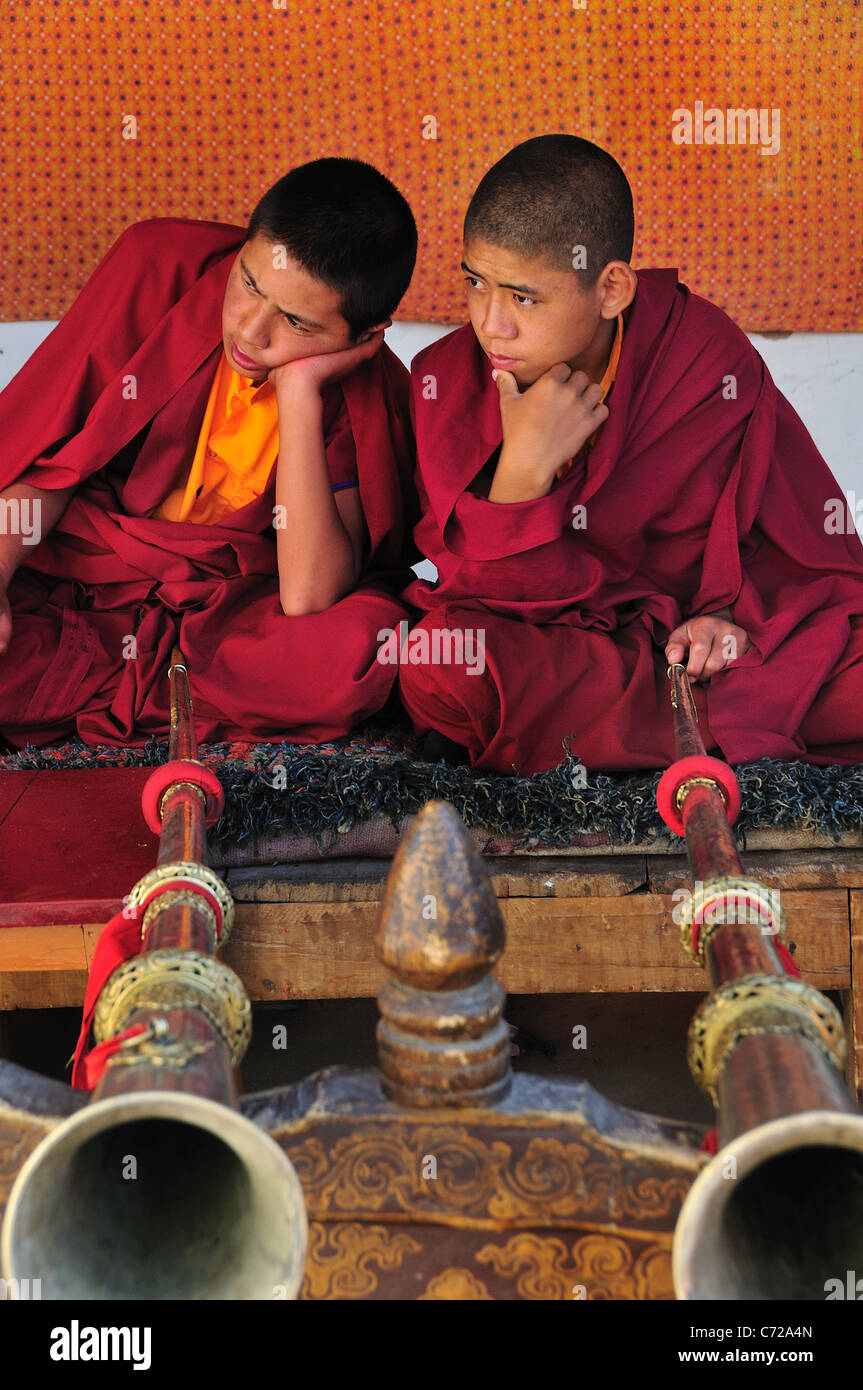 Young monks during the Chaam Musk Dance Festival at Phyan monastery ...