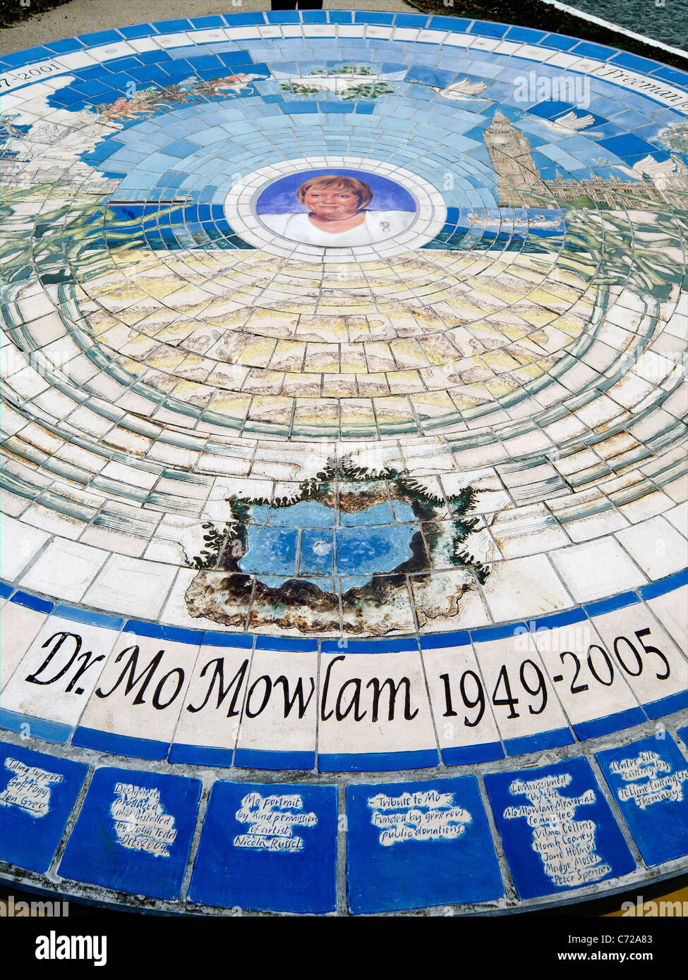 Memorial tiled mosaic for MP Dr Mo Mowlem 1949-2005 erected opposite ...