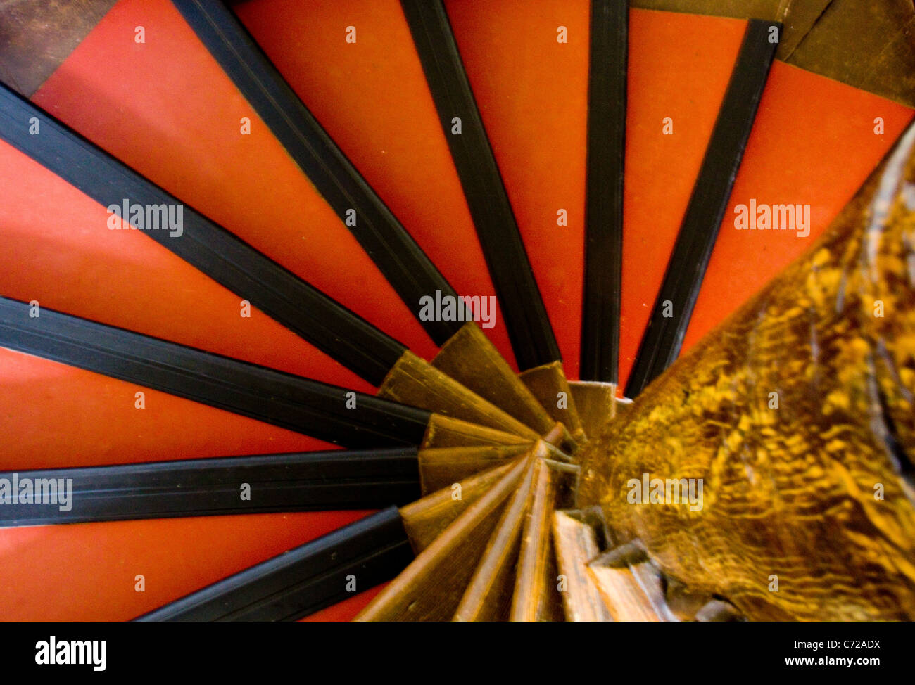 a birds eye view of a spiral staircase in st fagons Stock Photo - Alamy