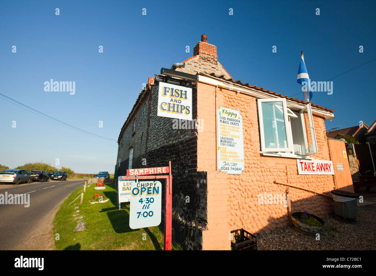 A fish and chip shop at Salthouse on the north Norfolk coast, UK Stock ...