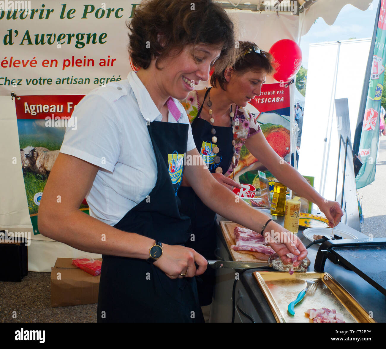 Paris, France, Women Working, French Food Festival, "St. Pourcinois ...