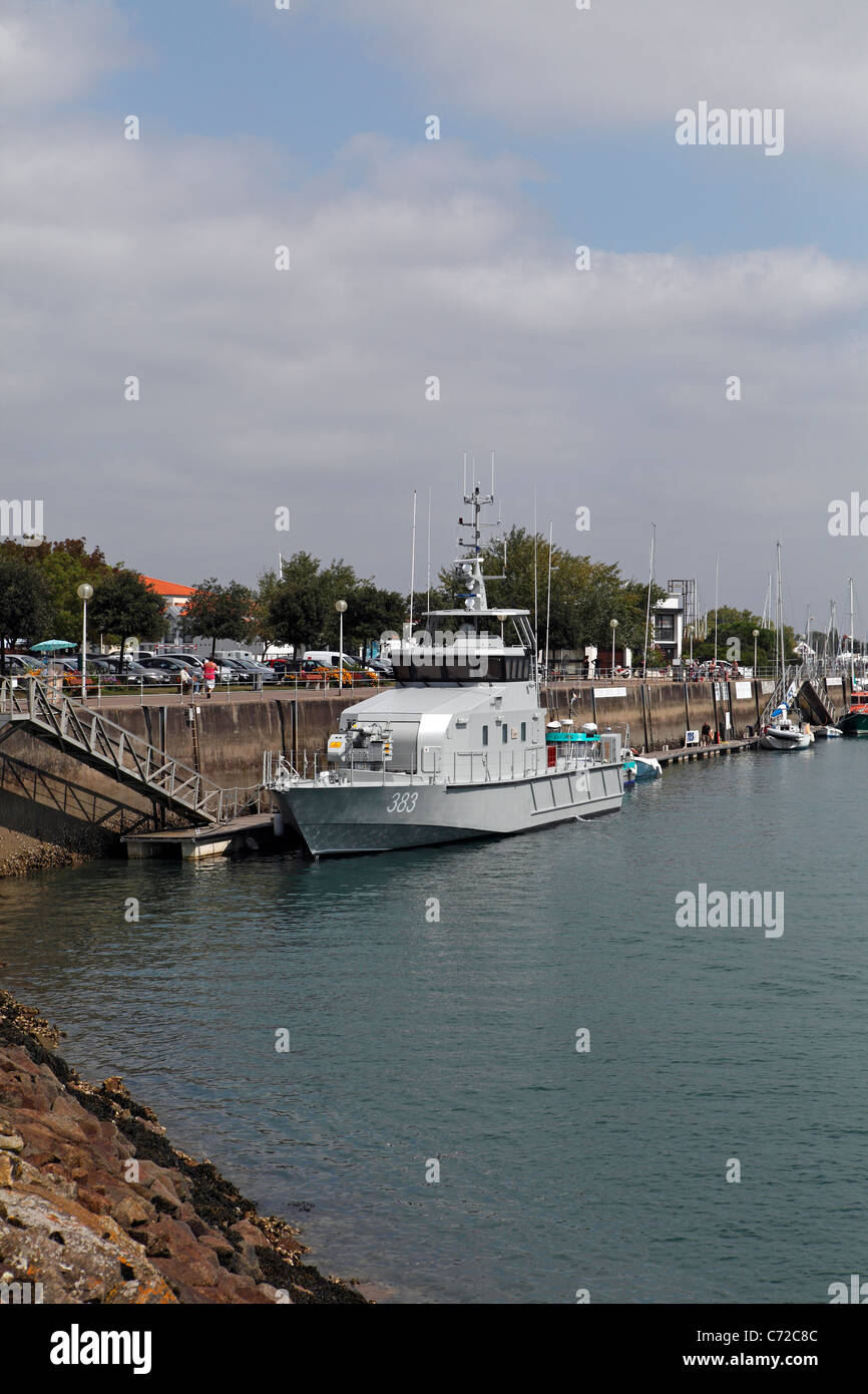 Military patrol boat from North Africa, with French warning signs, at ...