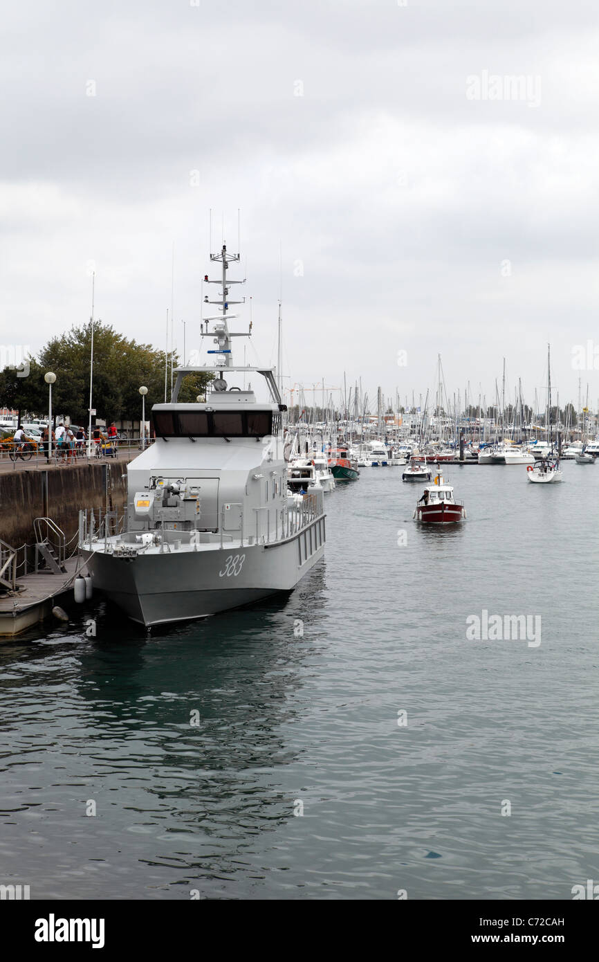 Military patrol boat from North Africa, with French warning signs, at ...