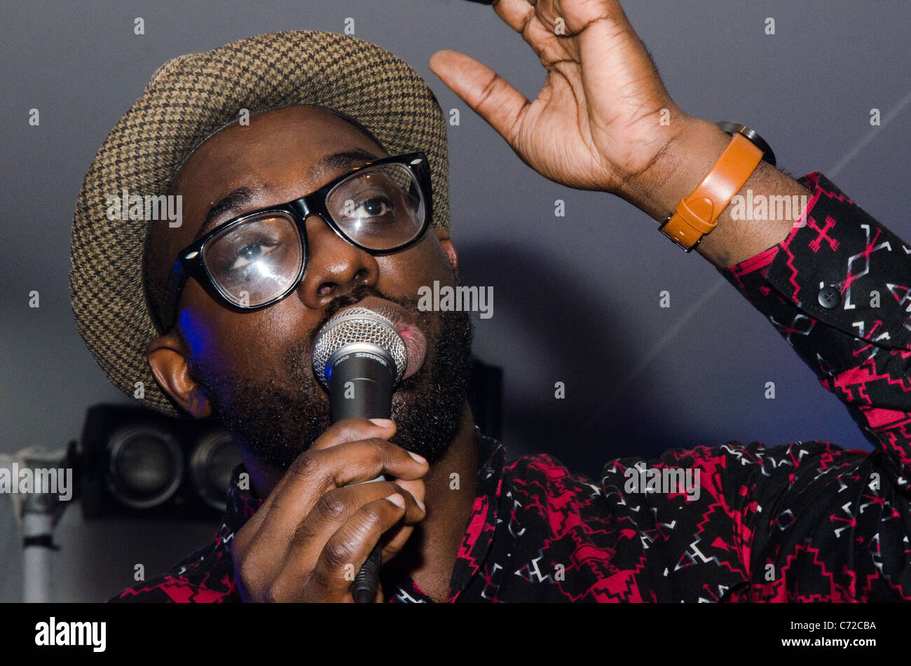 Rapper Ghost Poet at the Shambala Festival Stock Photo - Alamy