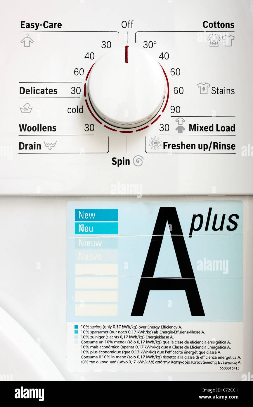 A plus Energy Rated Washing Machine Programme Dial Stock Photo - Alamy