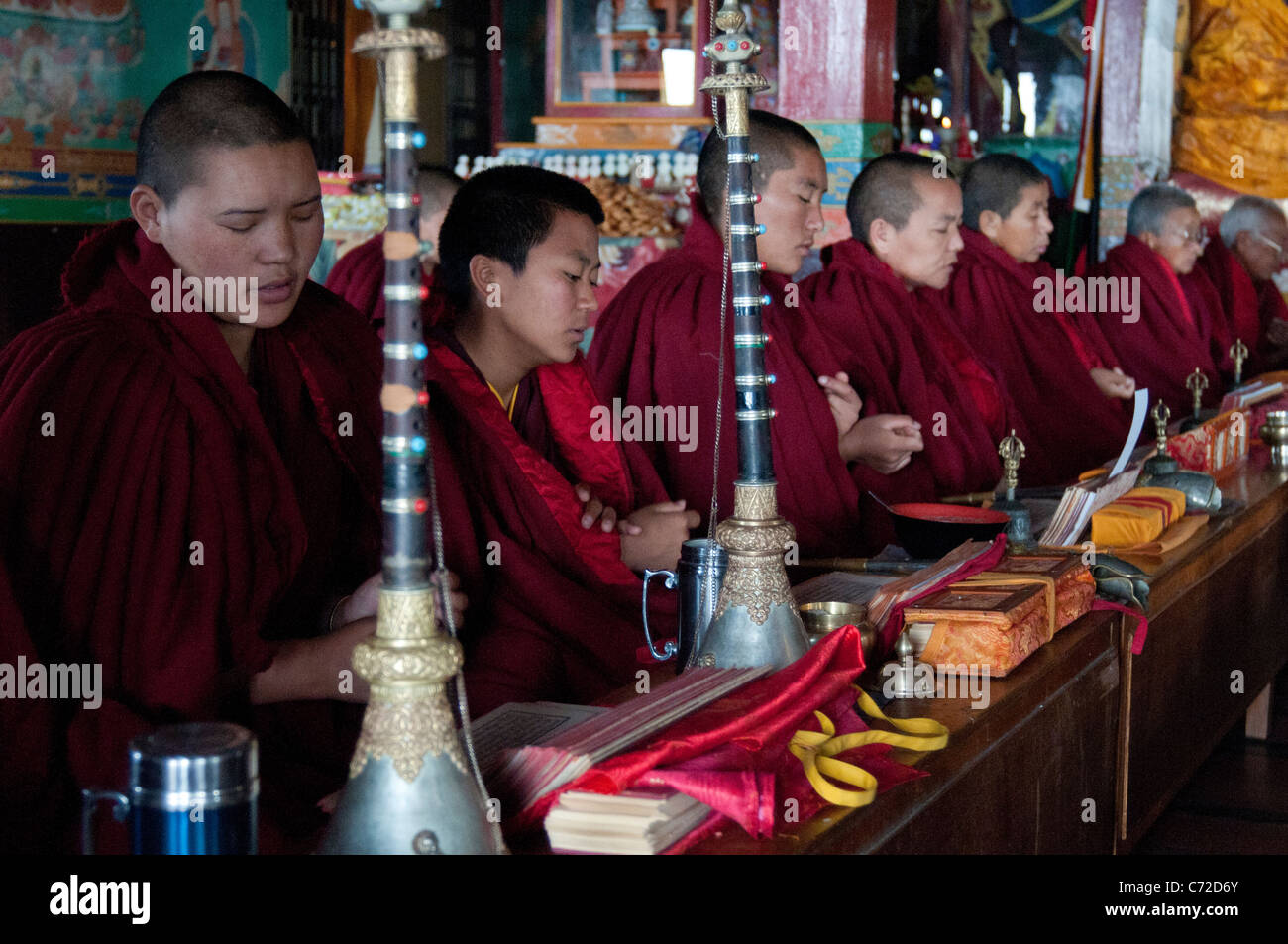 Prayer ritual in Ani Gumba, a Sherpa Buddhist monastery inside ...