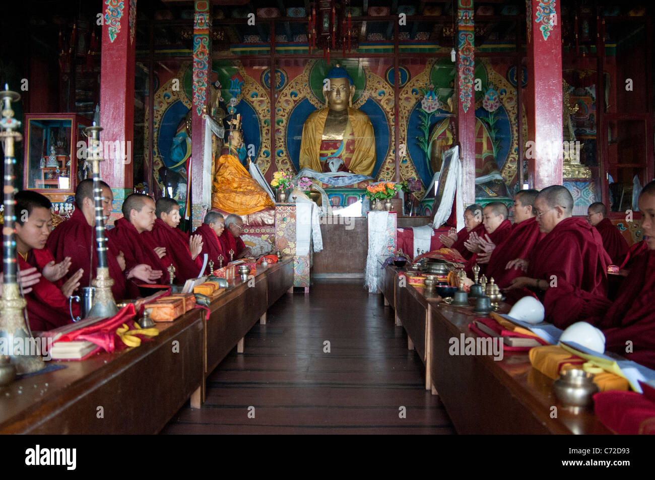 Prayer ritual in Ani Gumba, a Sherpa Buddhist monastery inside ...