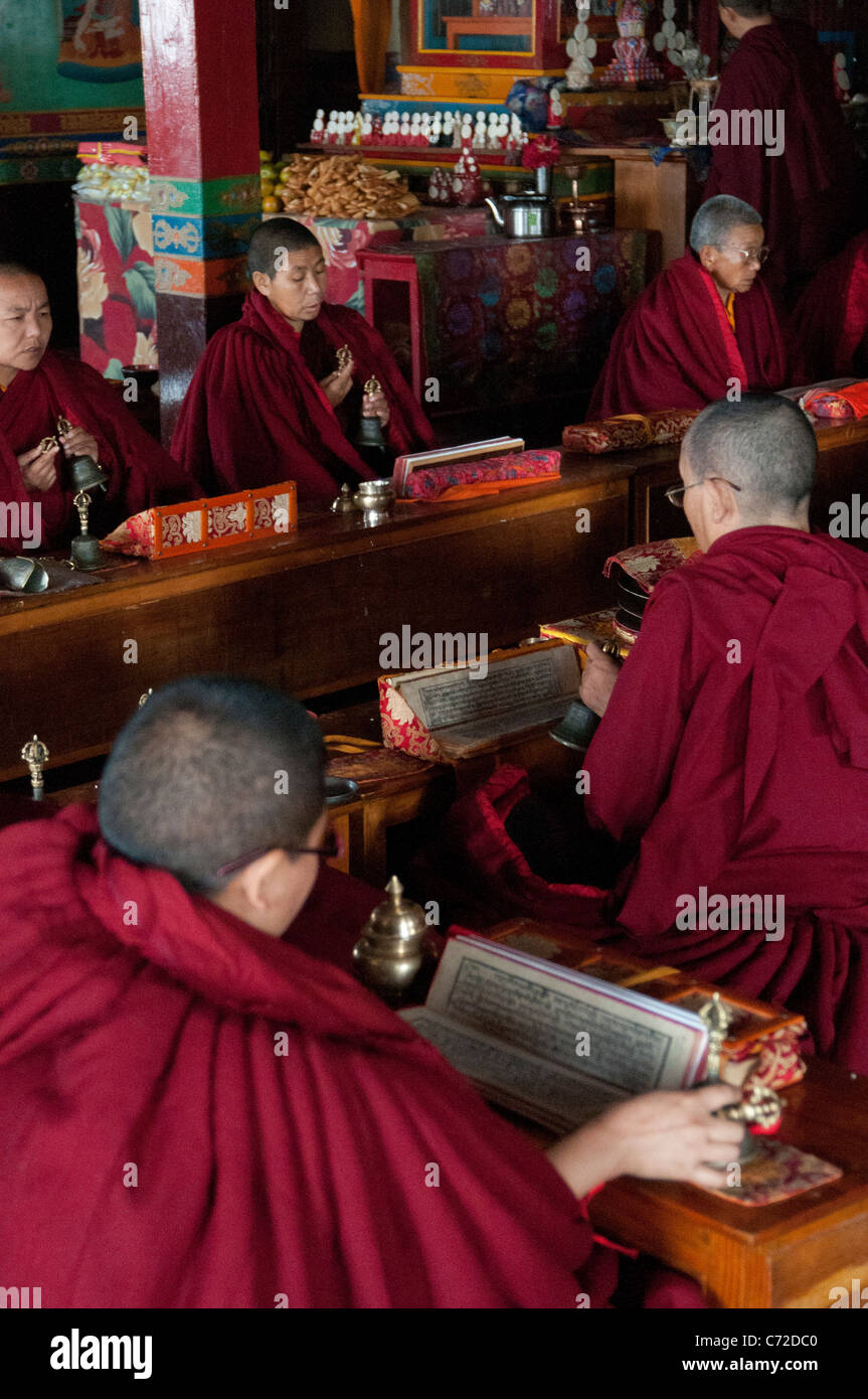 Prayer ritual in Ani Gumba, a Sherpa Buddhist monastery inside ...