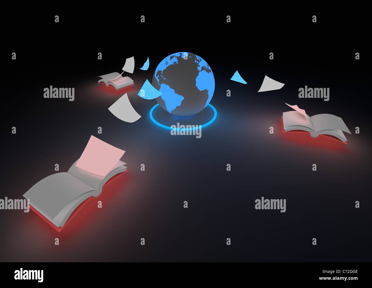 render of converting books into binary code Stock Photo - Alamy
